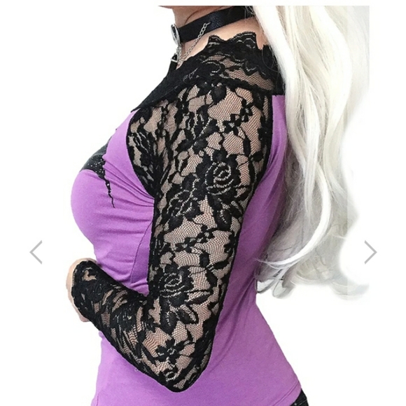 Demi Loon | Tops | Demi Loon Halloween Queen Purple And Black Lace To ...